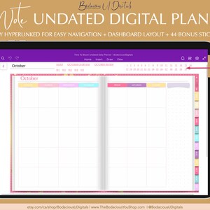 Onenote Dashboard Layout Digital Planner, Hyperlinked Undated Onenote ...