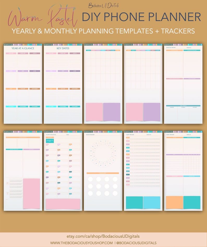 Warm Pastel DIY Phone Planner With Stickers for Iphone - Etsy Canada
