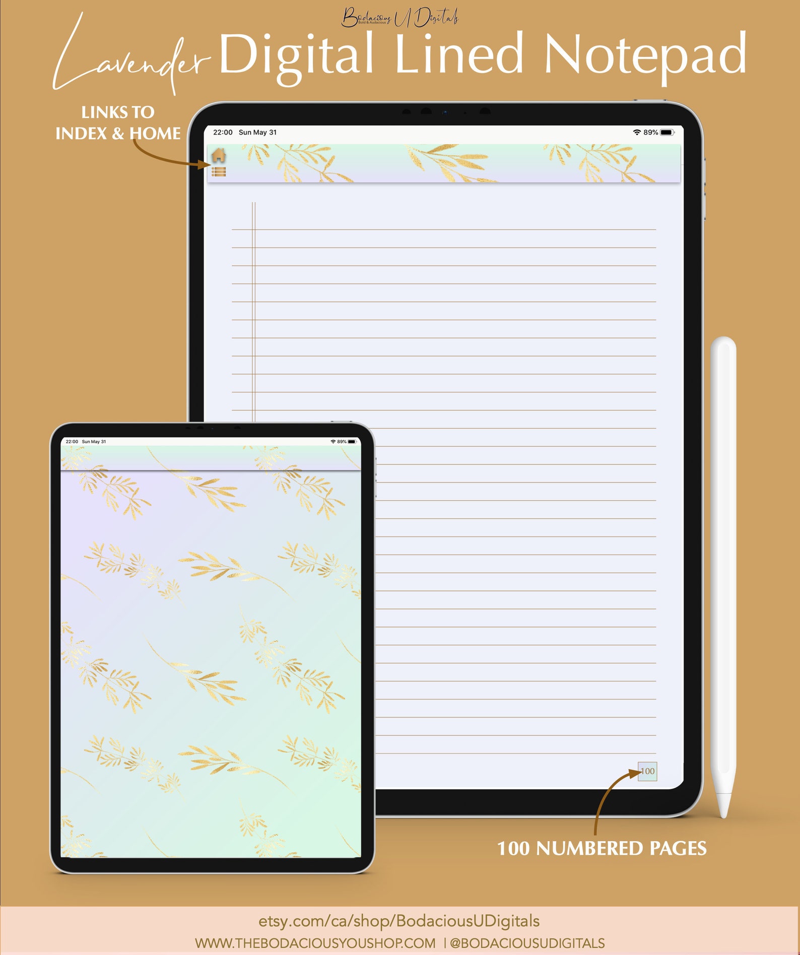 Lavender 100 Page Digital Notepad for Goodnotes, Notability, Xodo ...