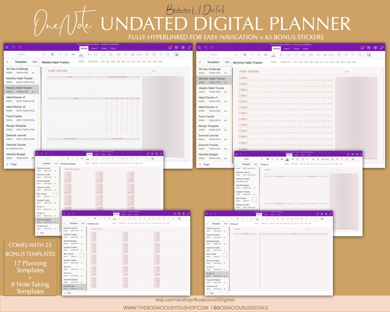 OneNote Digital Planner Hyperlinked OneNote Planner With | Etsy