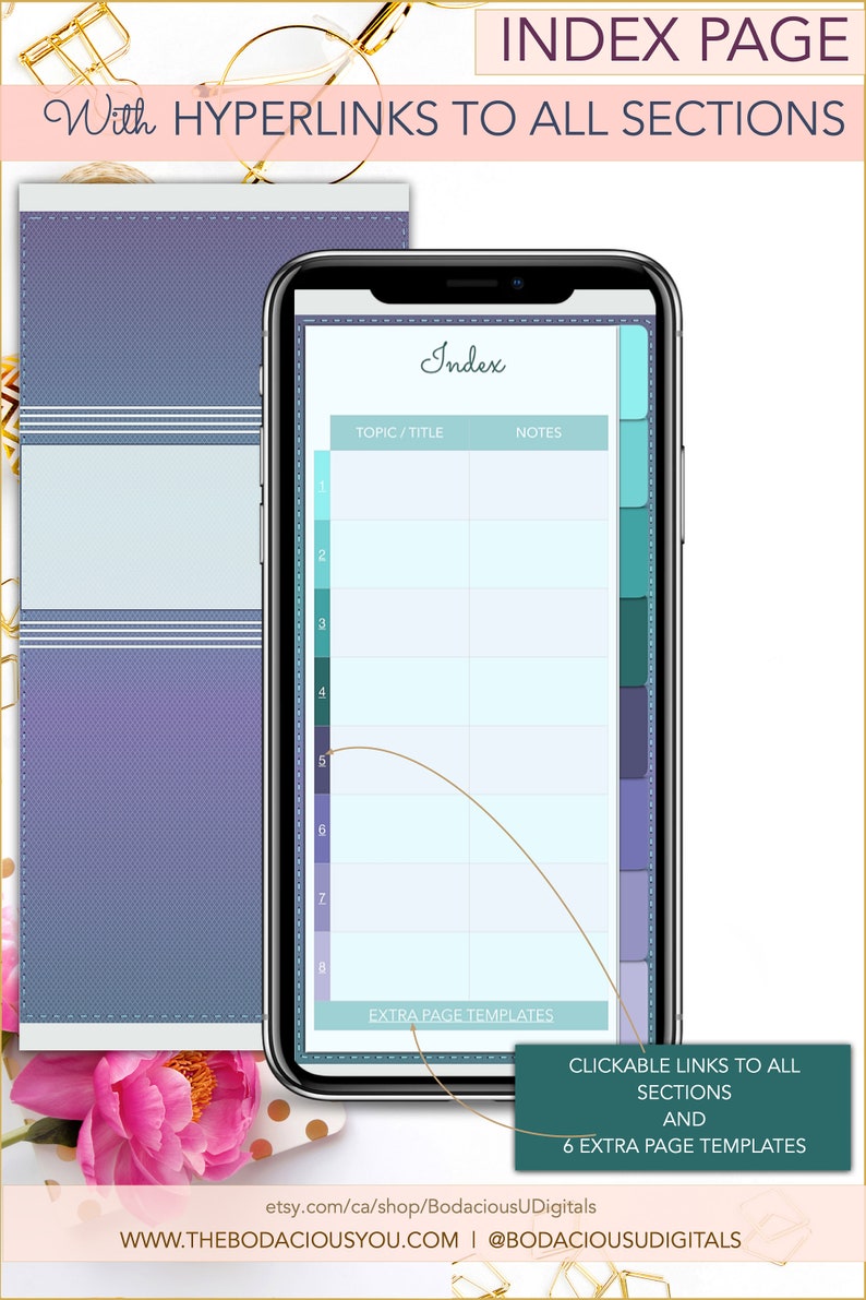 8 Subject Digital Phone Notebook, Goodnotes Digital Notepad, Digital ...
