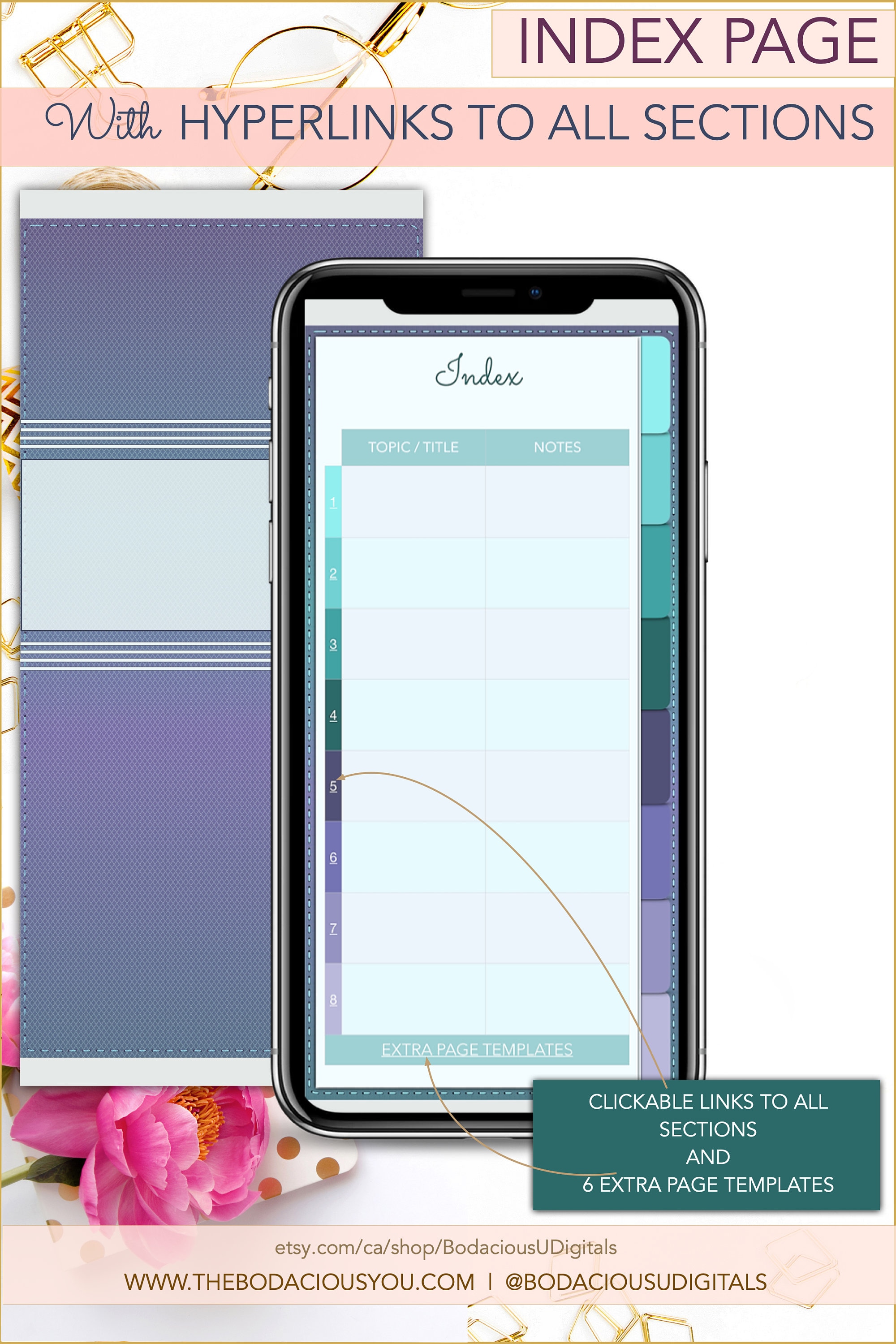 8 Subject Digital Phone Notebook, Goodnotes Digital Notepad, Digital ...