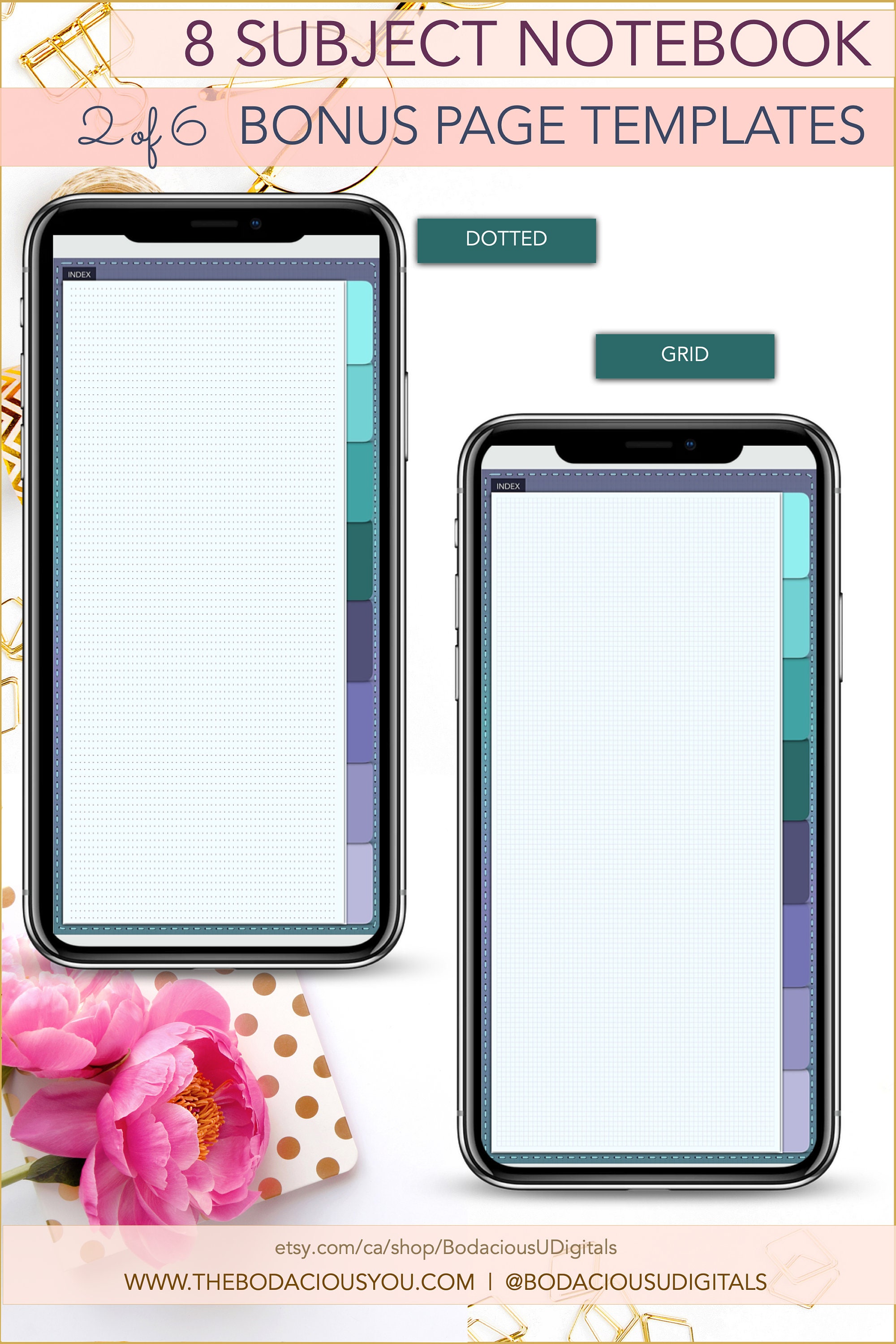 8 Subject Digital Phone Notebook, Goodnotes Digital Notepad, Digital ...