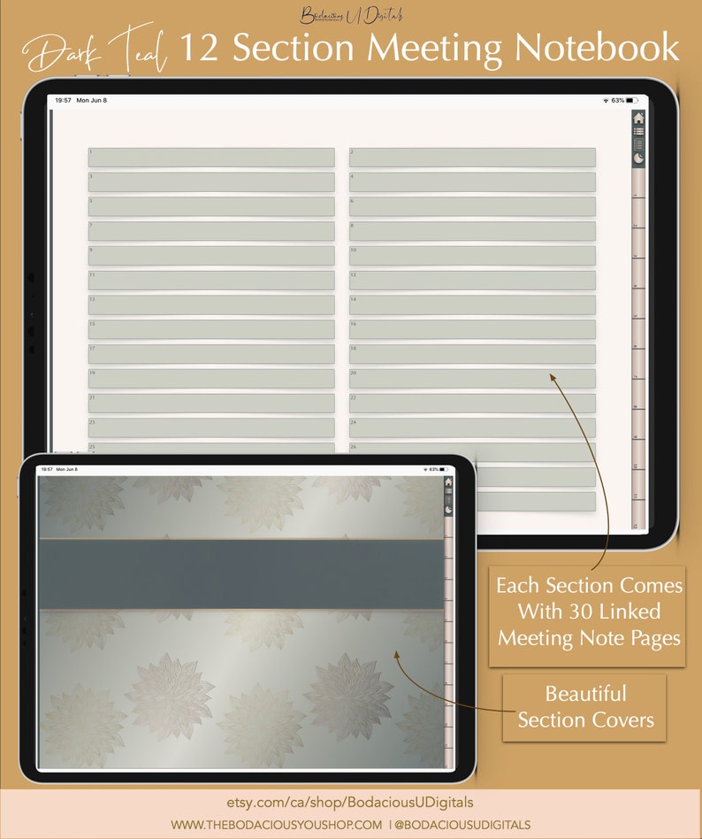 Landscape Digital Meeting Notes, With 12 Sections for Goodnotes ...