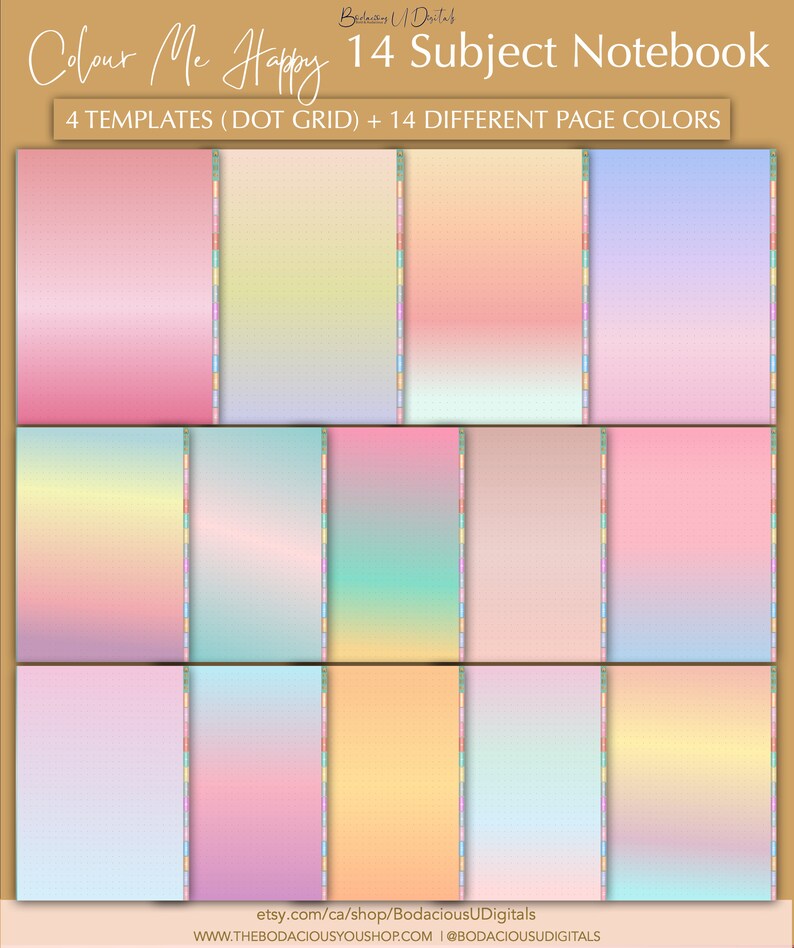 Colour Me Happy Portrait Digital Notebook, Goodnotes, Xodo, Digital ...