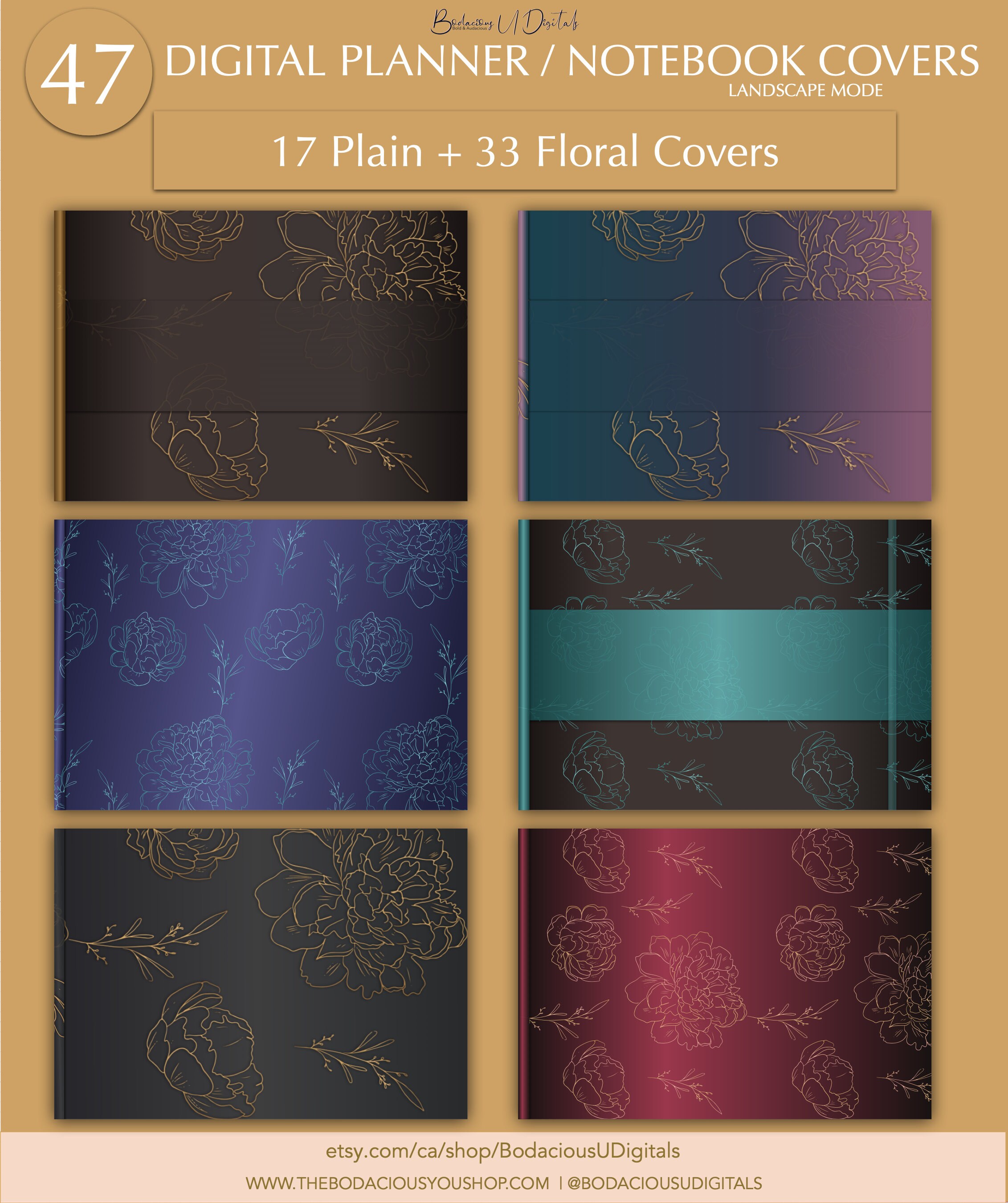 Digital Planner Cover, Digital Landscape Notebook Covers, Digibujo ...
