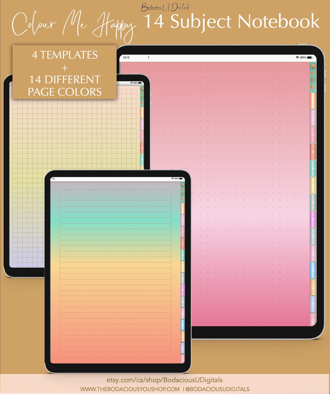 Colour Me Happy Portrait Digital Notebook, Goodnotes, Xodo, Digital ...