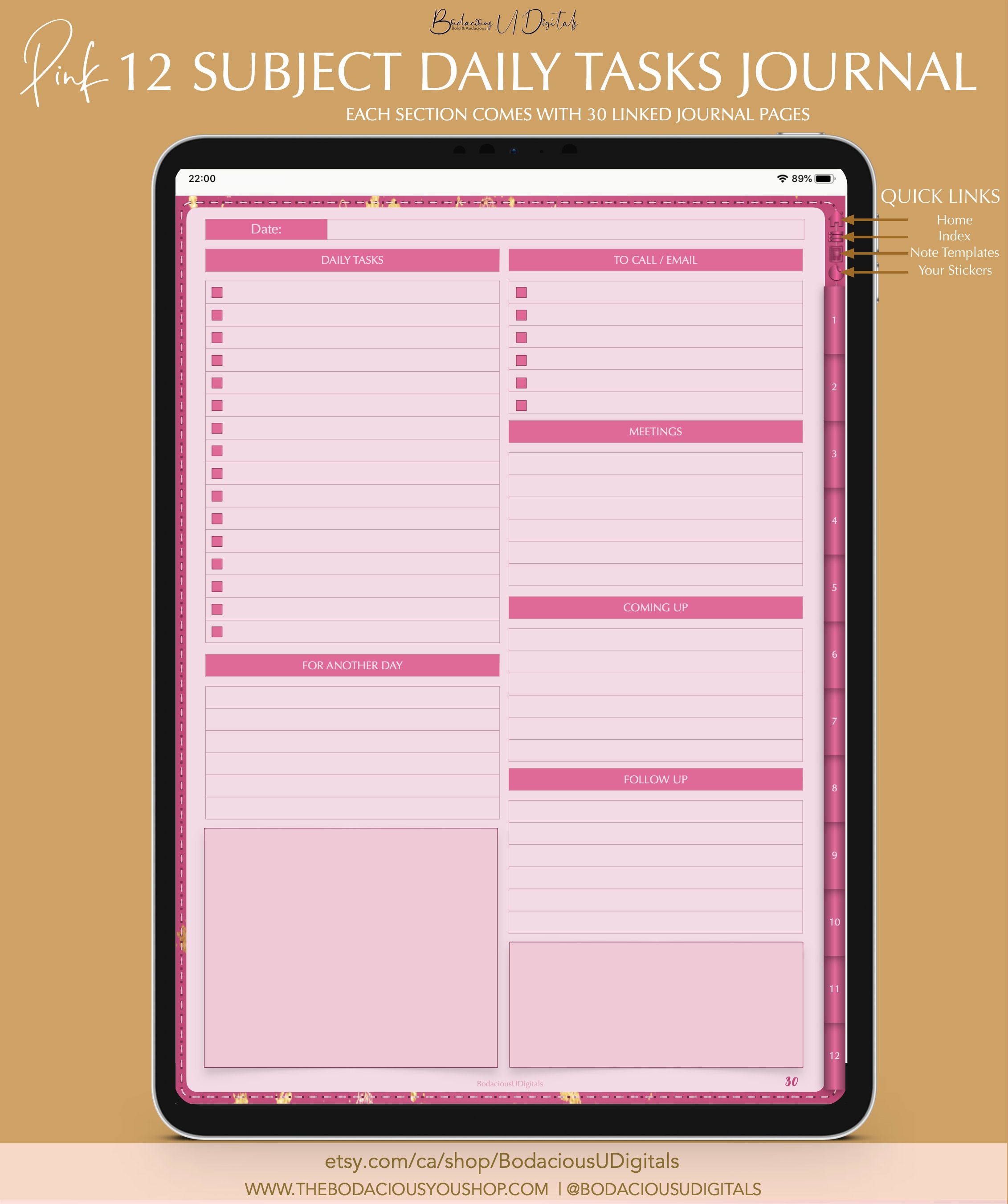 Digital Daily Task Journal, Daily to Do Planner, Daily Task Notebook ...