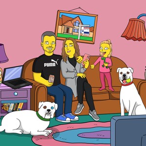 Simpsons Portrait on the Couch Simpsons Portrait Simpsons - Etsy