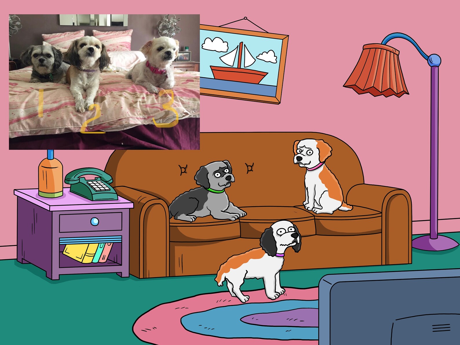 Custom Simpsons Pet Portrait Custom edits Add a Cartoonized | Etsy