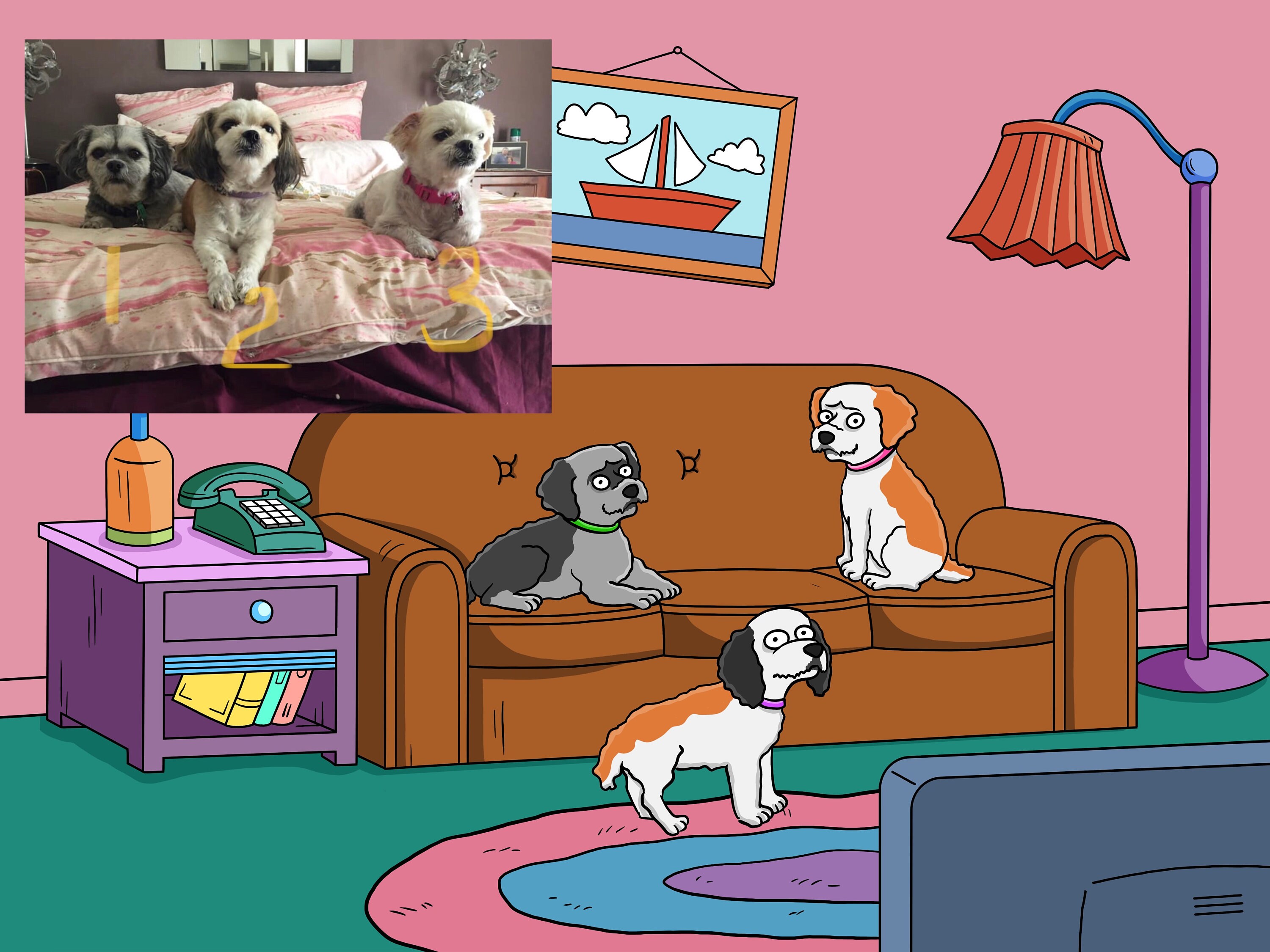 Custom Simpsons Pet Portrait Custom edits Add a Cartoonized | Etsy
