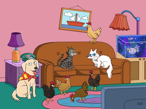 Custom Simpsons Pet Portrait Custom edits Add a Cartoonized | Etsy