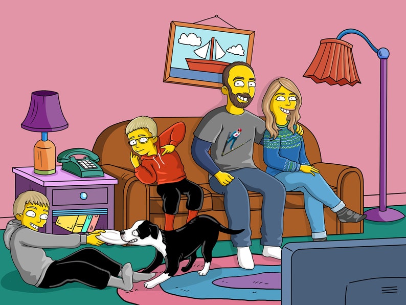 Simpsons Portrait Simpsons Family Portrait Custom Cartoon - Etsy