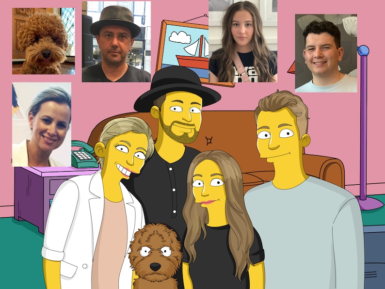Simpsons Portrait Simpsons Family Portrait Custom Simpsons | Etsy