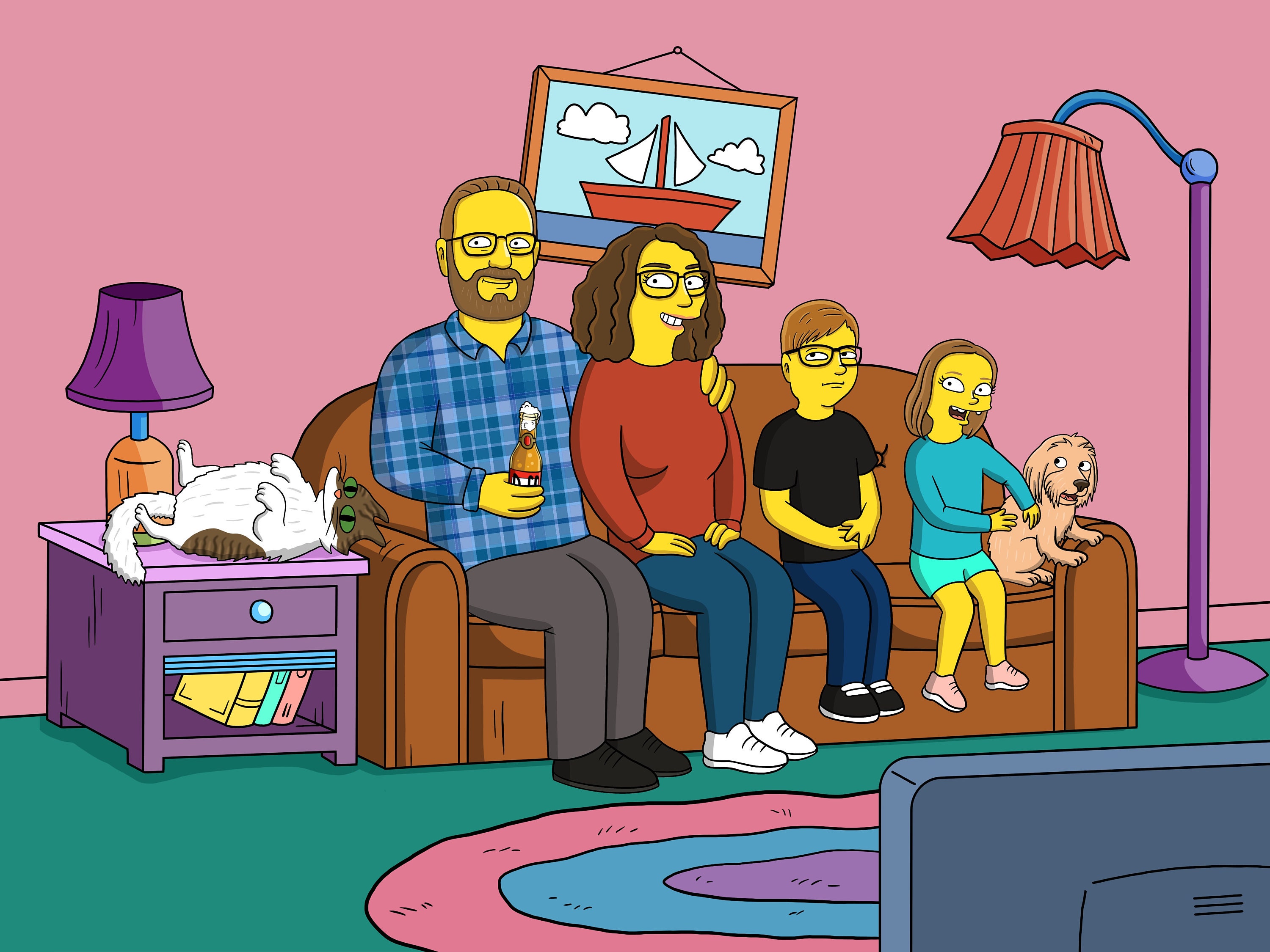 Drawing & Illustration Digital family portrait custom portrait Simpsons ...