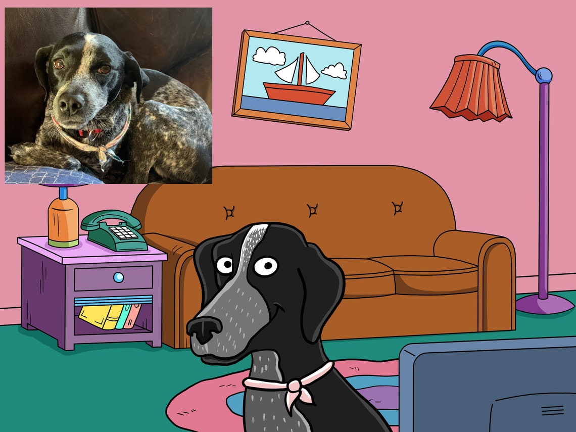 Custom Simpsons Pet Portrait Custom edits Add a Cartoonized | Etsy
