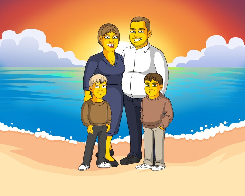 Simpsons Portrait, Simpsons Family Portrait, Custom Cartoon Portrait ...