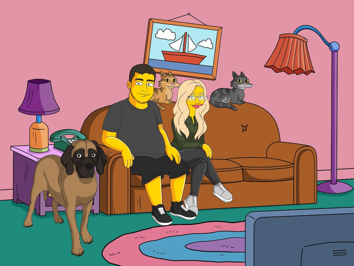 Simpsons Portrait, Simpsons Family Portrait, Custom Cartoon Portrait ...