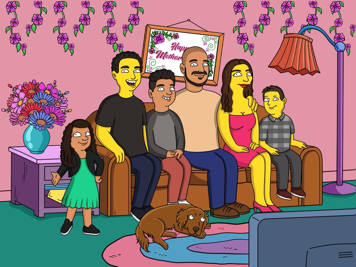 Simpsons Art: Custom Family Portrait, Simpsonize Me Gift, Unique ...