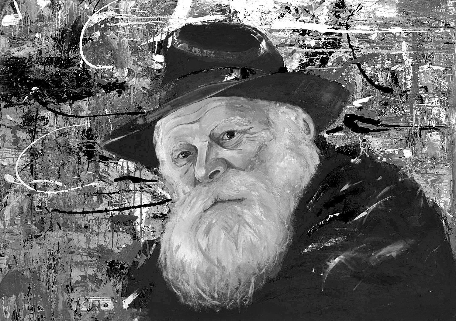 The Lubavitcher Rebbe Portrait in Black and White - 770 Art, Chabad Art ...