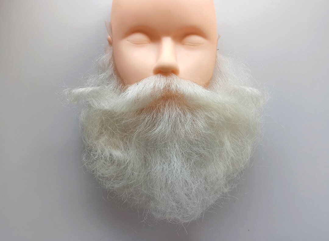 Fake Realistic White Beard With Mustache Old Man Costume - Etsy