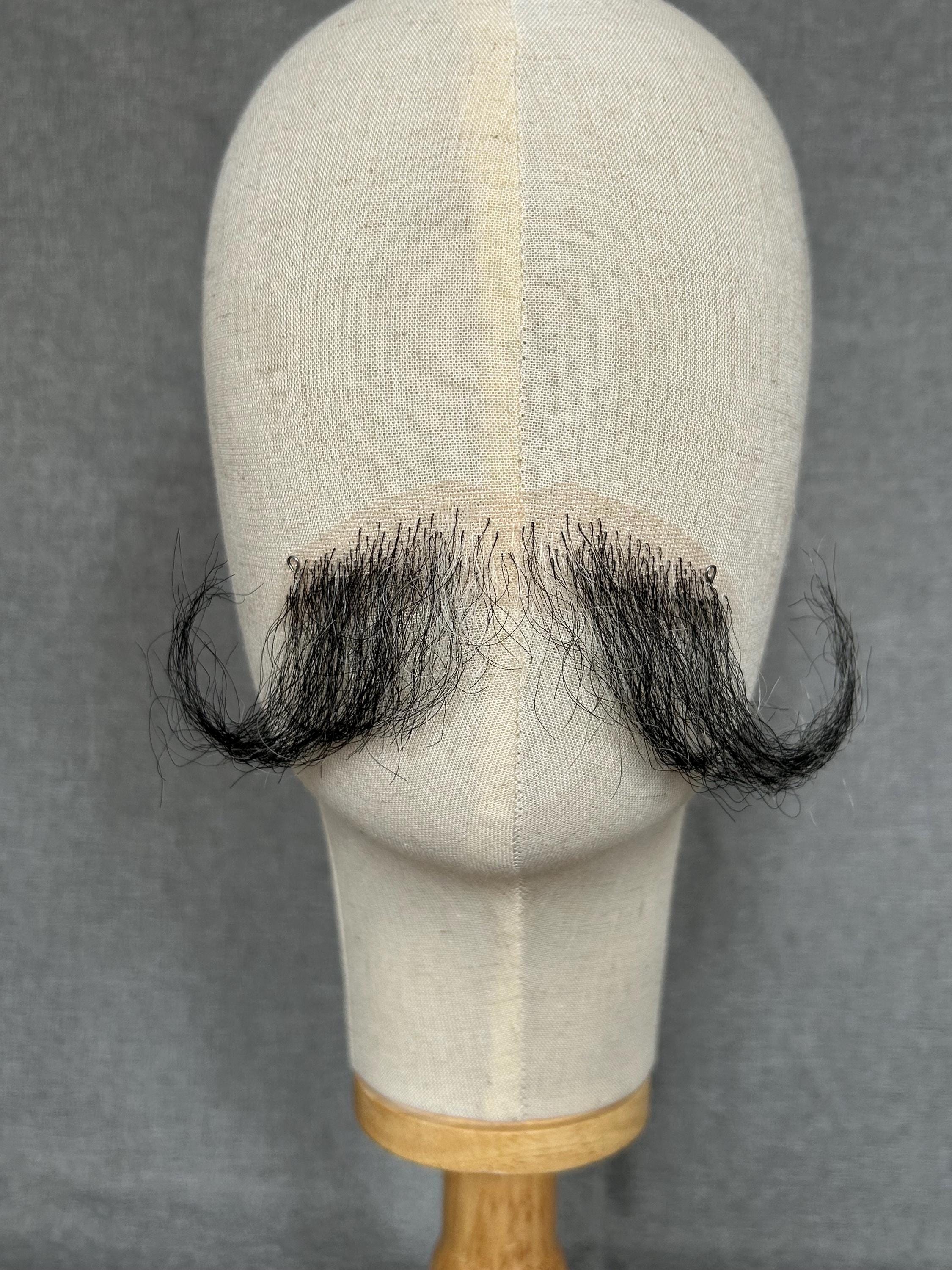 Realistic False Black and White Mustache, Full Handmade Accessory for ...
