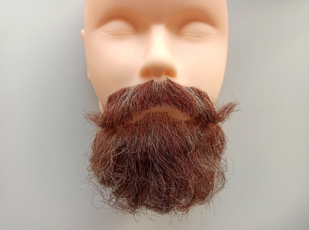 Fausse barbe brune bouclée réaliste de haute qualité faite à la main ...