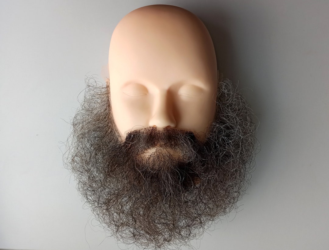 Realistic Fake Curly Dark Brown Beard With Mustache From Natural Hair ...