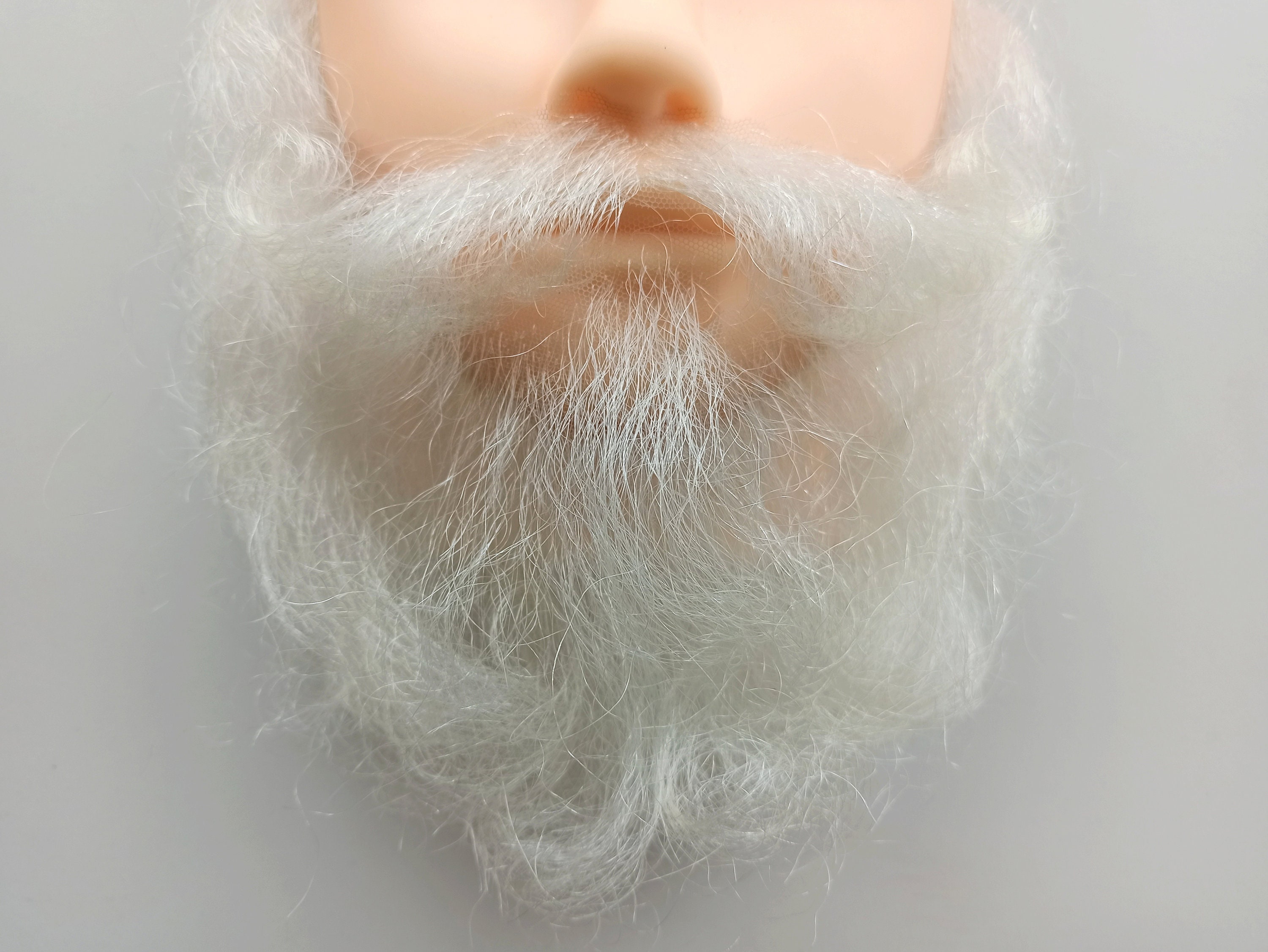 Fake Realistic White Beard With Mustache From Naural Hair - Etsy