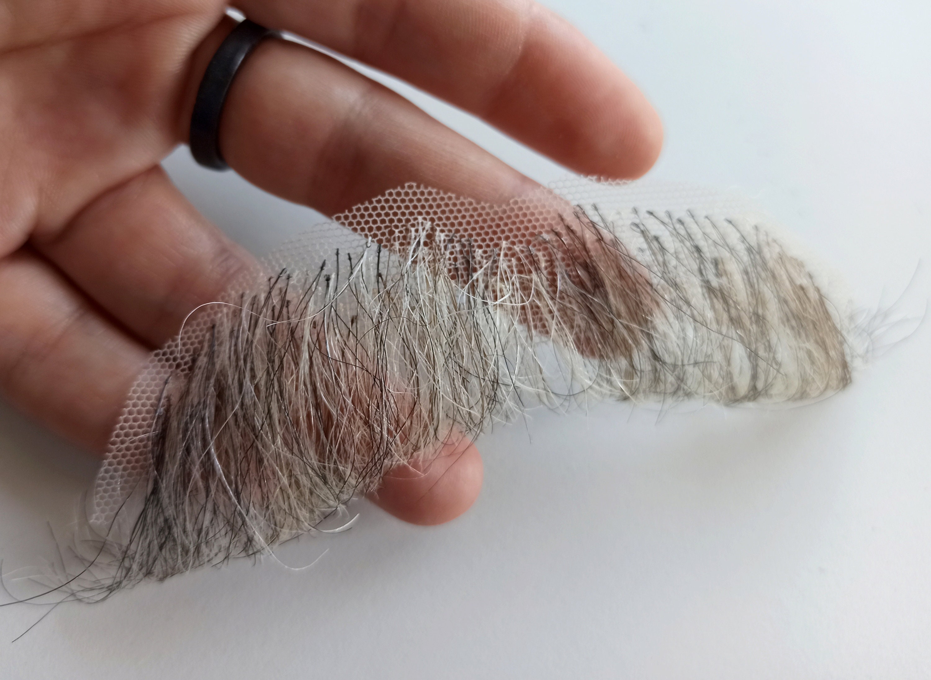 Fake Gray Realistic Mustache Facial Hair Natural Hair - Etsy