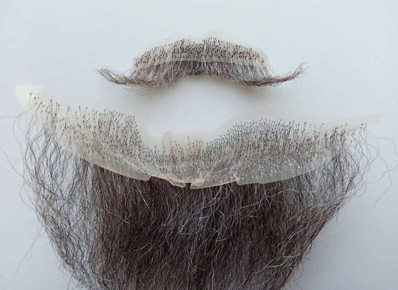 False Realistic Dark Brown Beard With Mustache, Made of Natural Hair ...