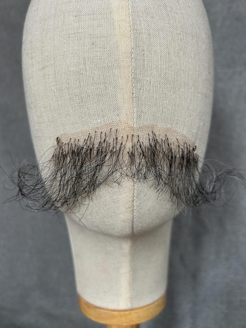 Realistic Fake Black and Gray Mustache, Full Handmade, Theater ...