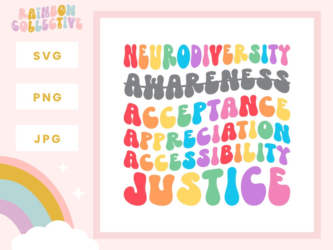 Rainbow Neurodiversity SVG PNG DXF Files, Instant Download Trendy ...
