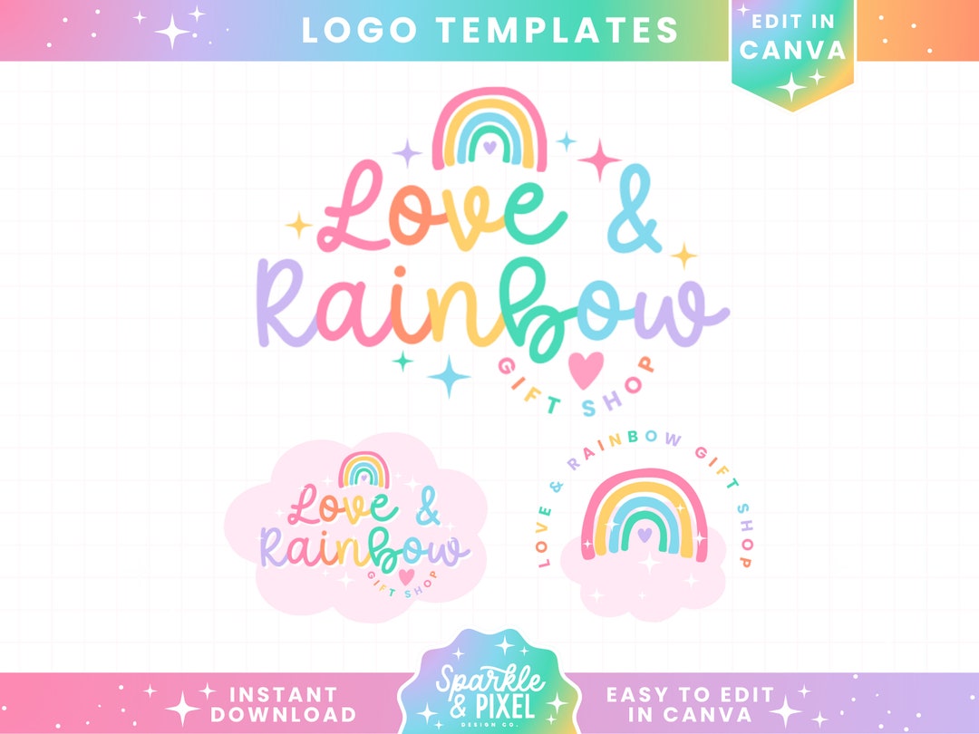 Pastel Rainbow Logo Design Templates - Customizable Rainbow Logo Canva ...