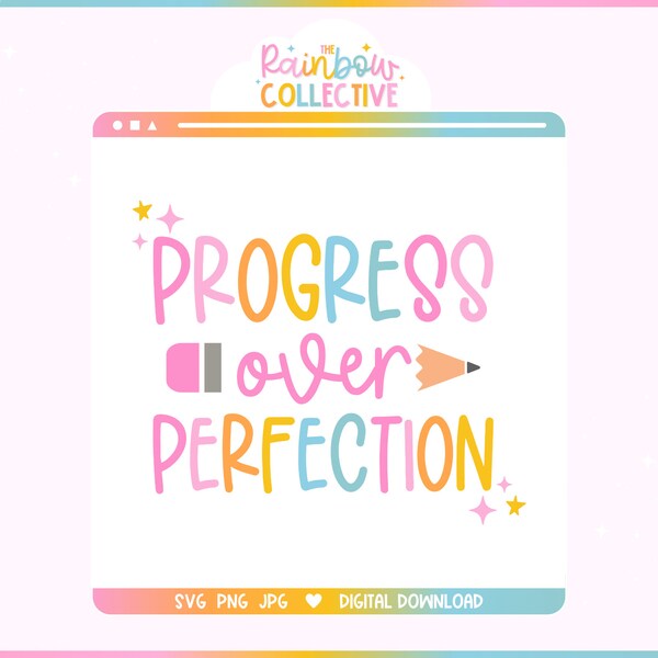 Progress Over Perfection Svg - Etsy