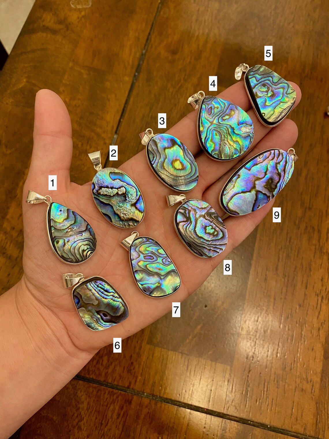 YOU CHOOSE ONE Rainbow Abalone Shell Pendant Necklace | Etsy