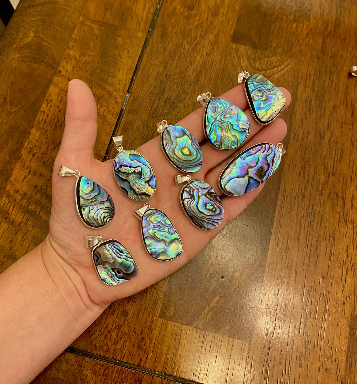 YOU CHOOSE ONE Rainbow Abalone Shell Pendant Necklace | Etsy