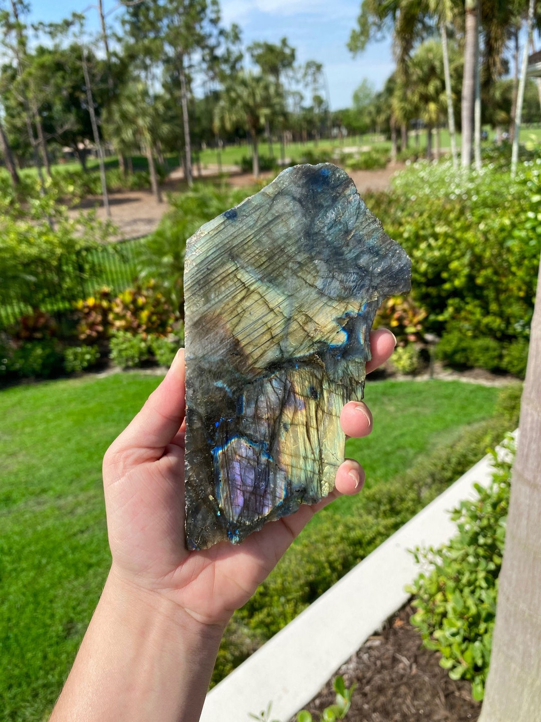 Top Quality Super Flashy Sunset Labradorite Slab (stand Included) - Etsy