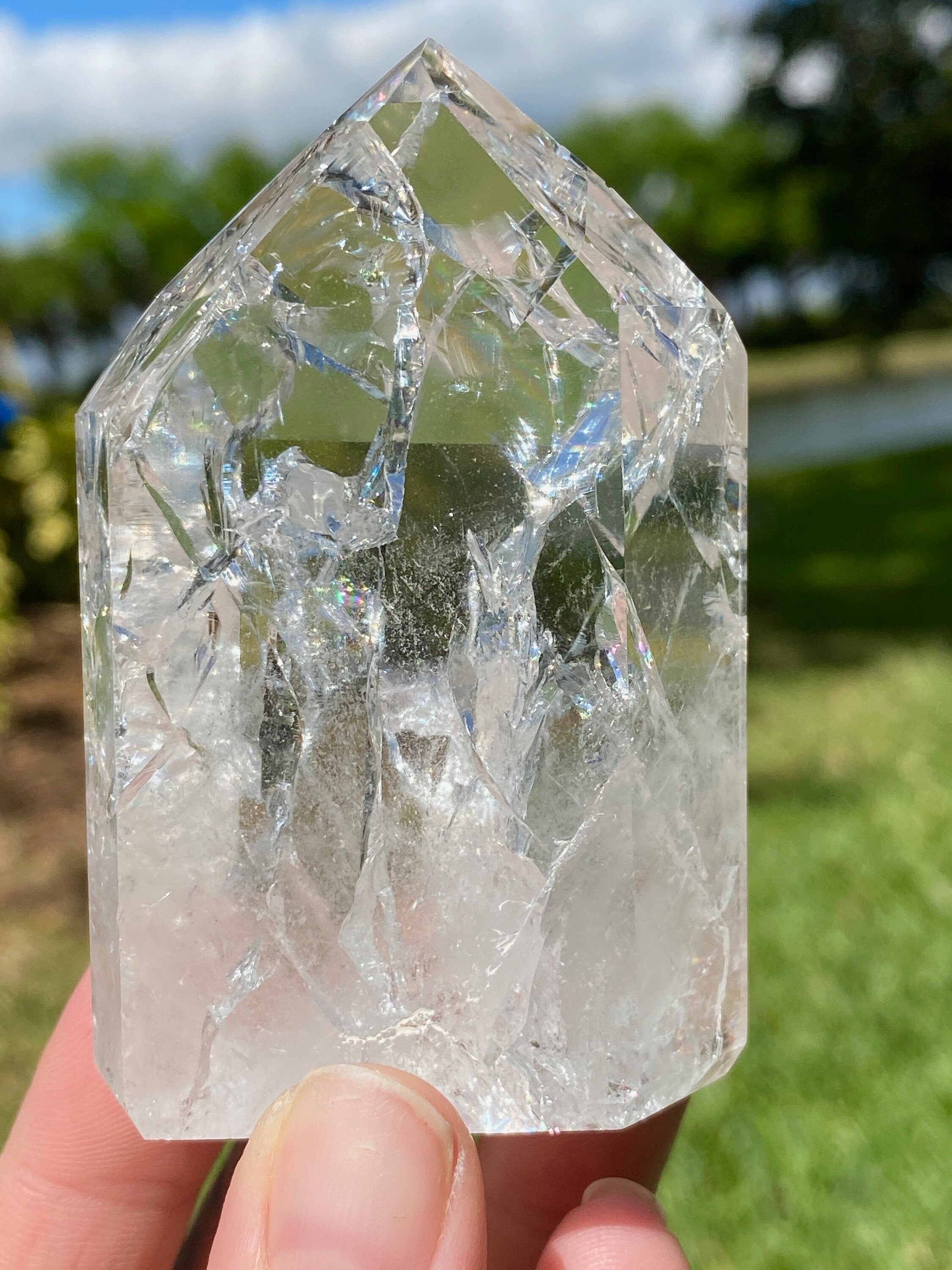 Fire & Ice Clear Quartz Crystal Point Cracked Quartz Point | Etsy