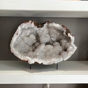 MASSIVE Goethite in Quartz Geode Crystal Specimen Display Piece (stand ...