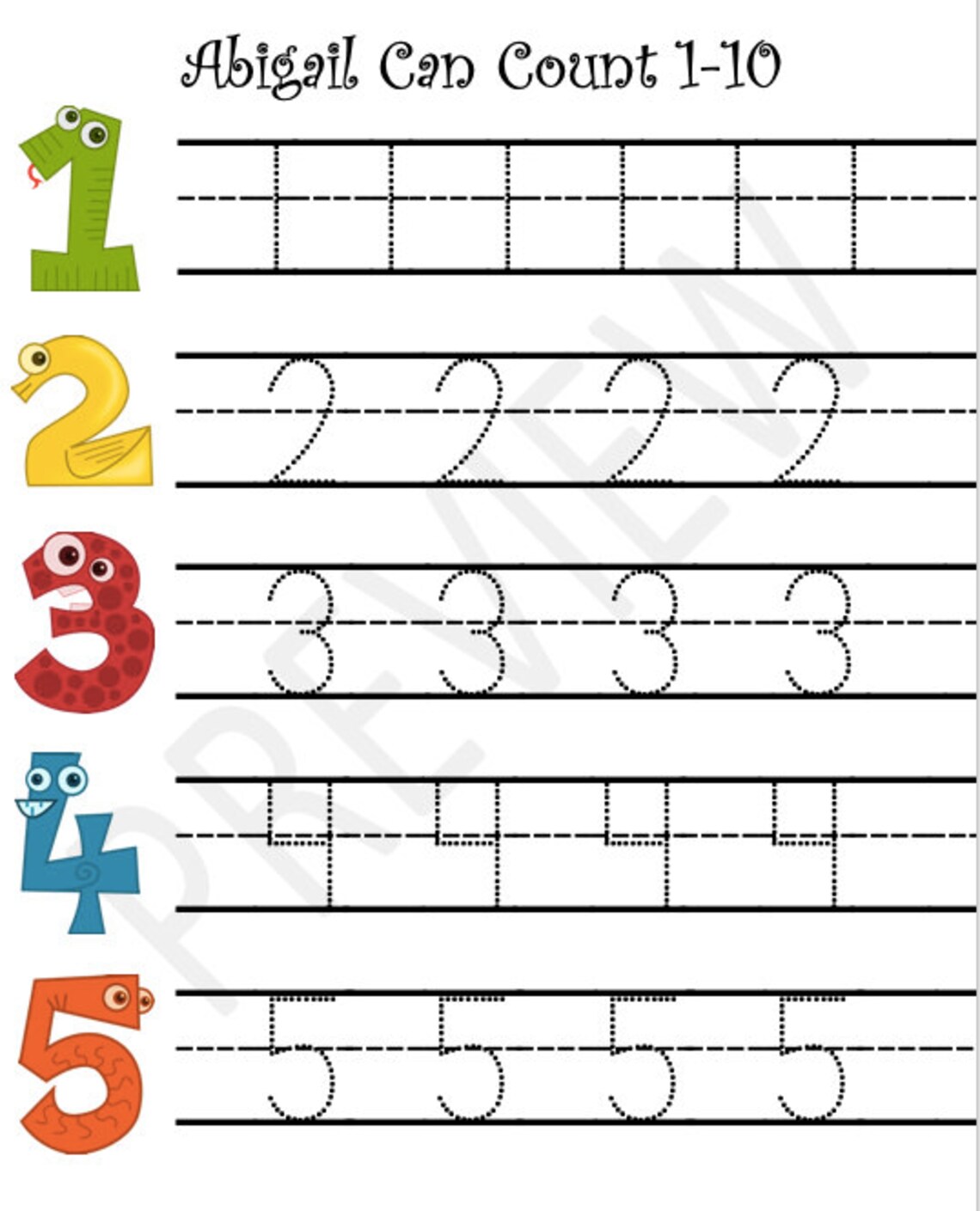 Custom Numbers Practice Worksheet Numbers Tracing Worksheet - Etsy Canada