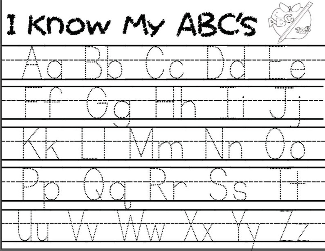 Abc's Traceable Tracing Trace Worksheet for Kids - Etsy