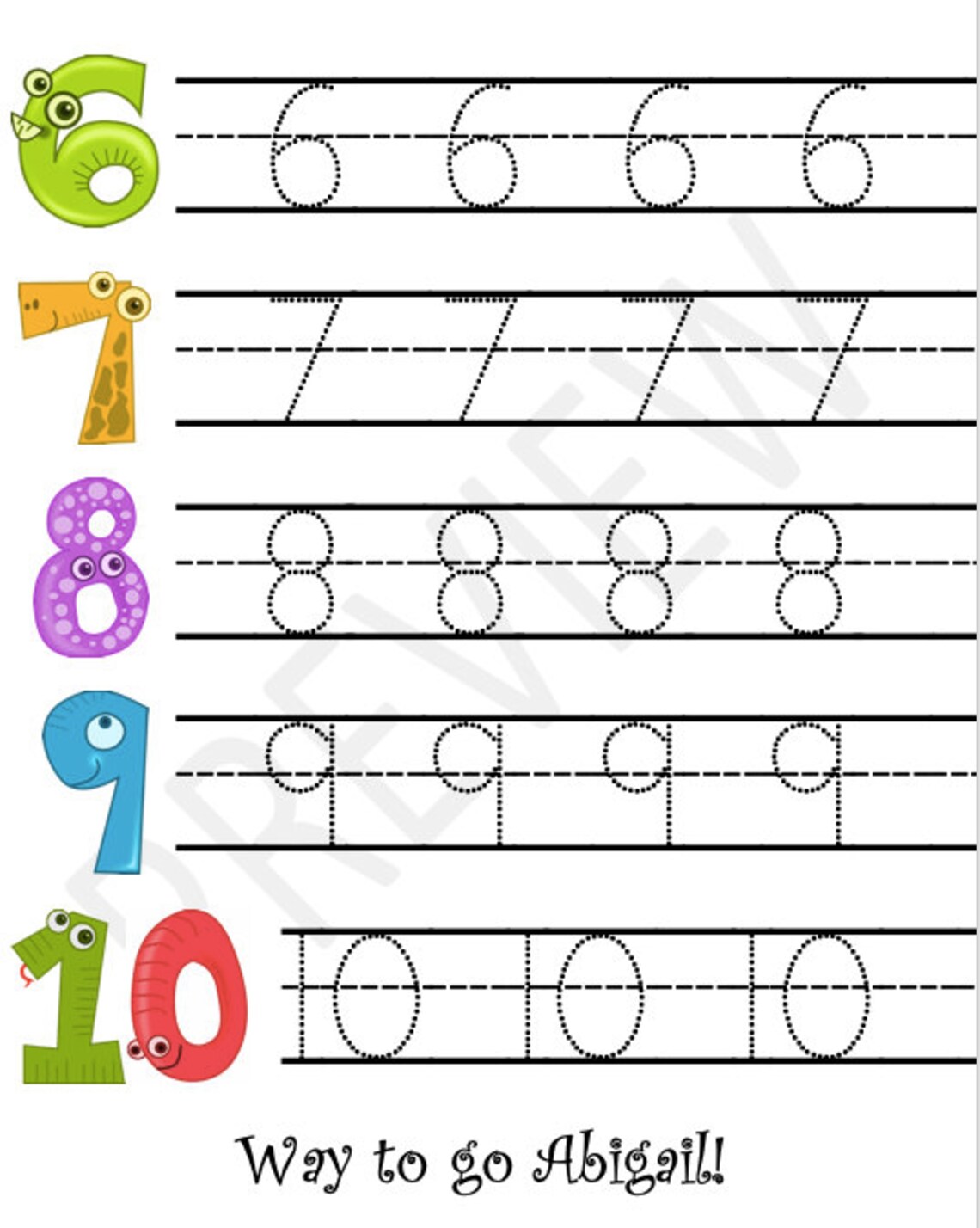 Custom Numbers Practice Worksheet Numbers Tracing Worksheet - Etsy Canada