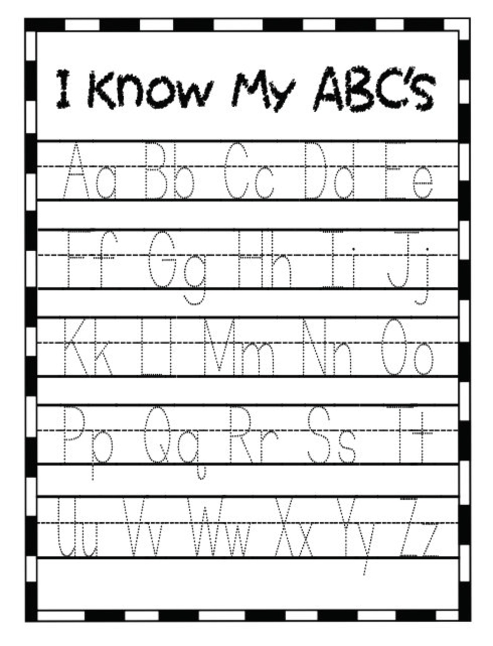 Abc's Traceable Tracing Trace Worksheet for Kids - Etsy