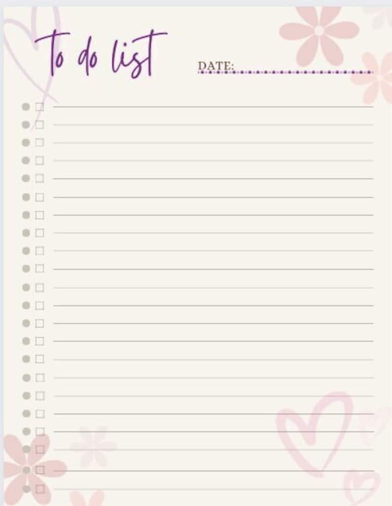 Pink Aesthetic to Do List Printable Girly to Do List Template Hearts ...