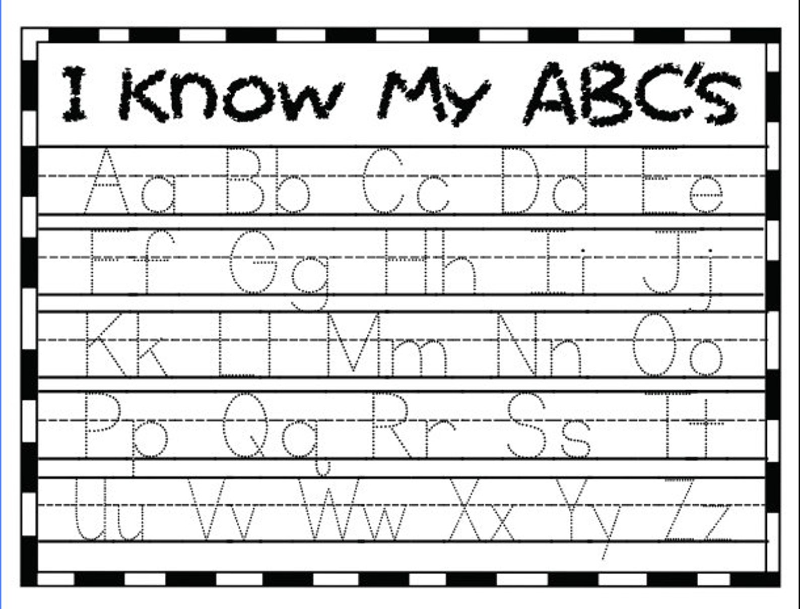 Abc's Traceable Tracing Trace Worksheet for Kids - Etsy