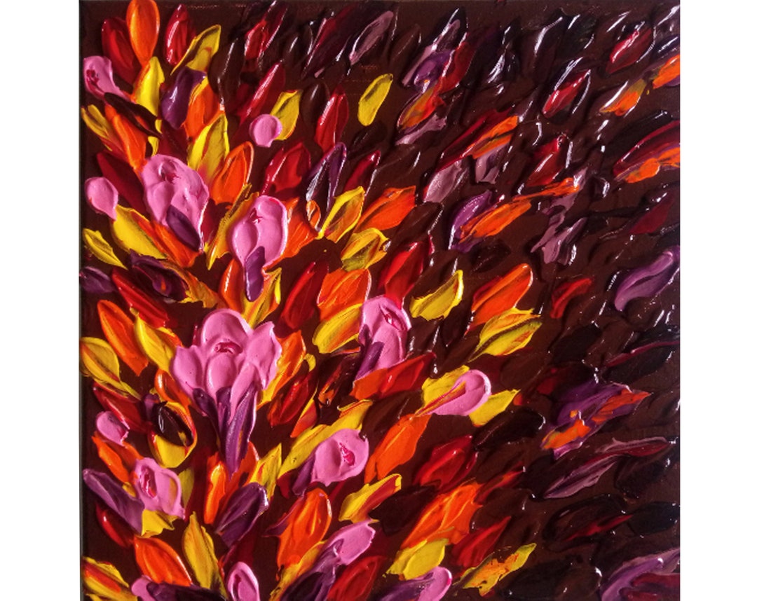 Acrylic Painting Symbolizing the Phoenix. Abstract Floral Palette Knife ...