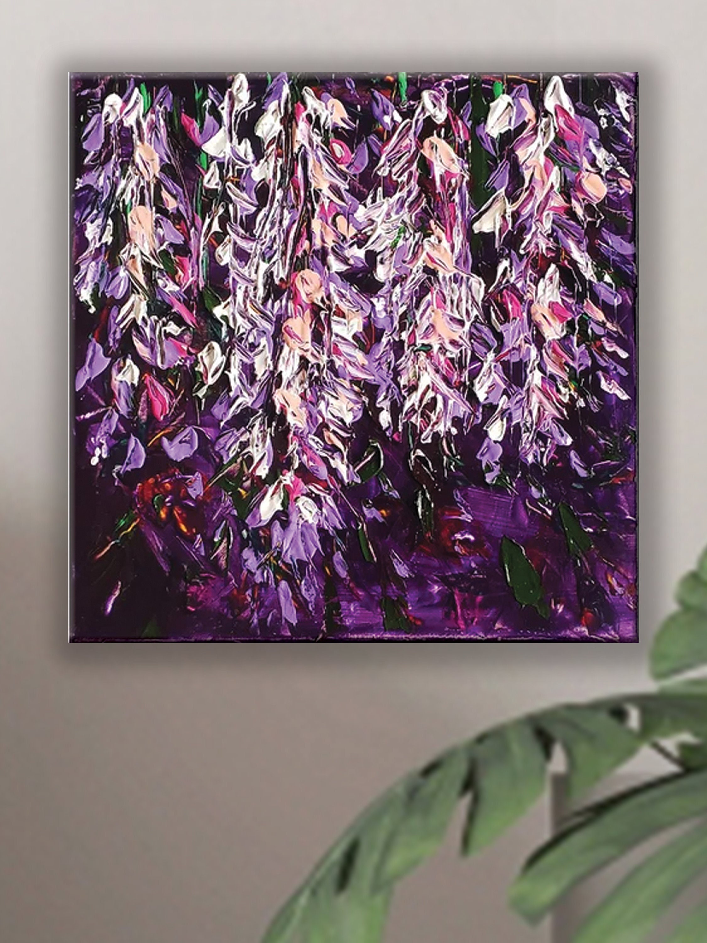 Spring Flower Painting. Abstract Wisteria Art. Original Acrylic Art ...
