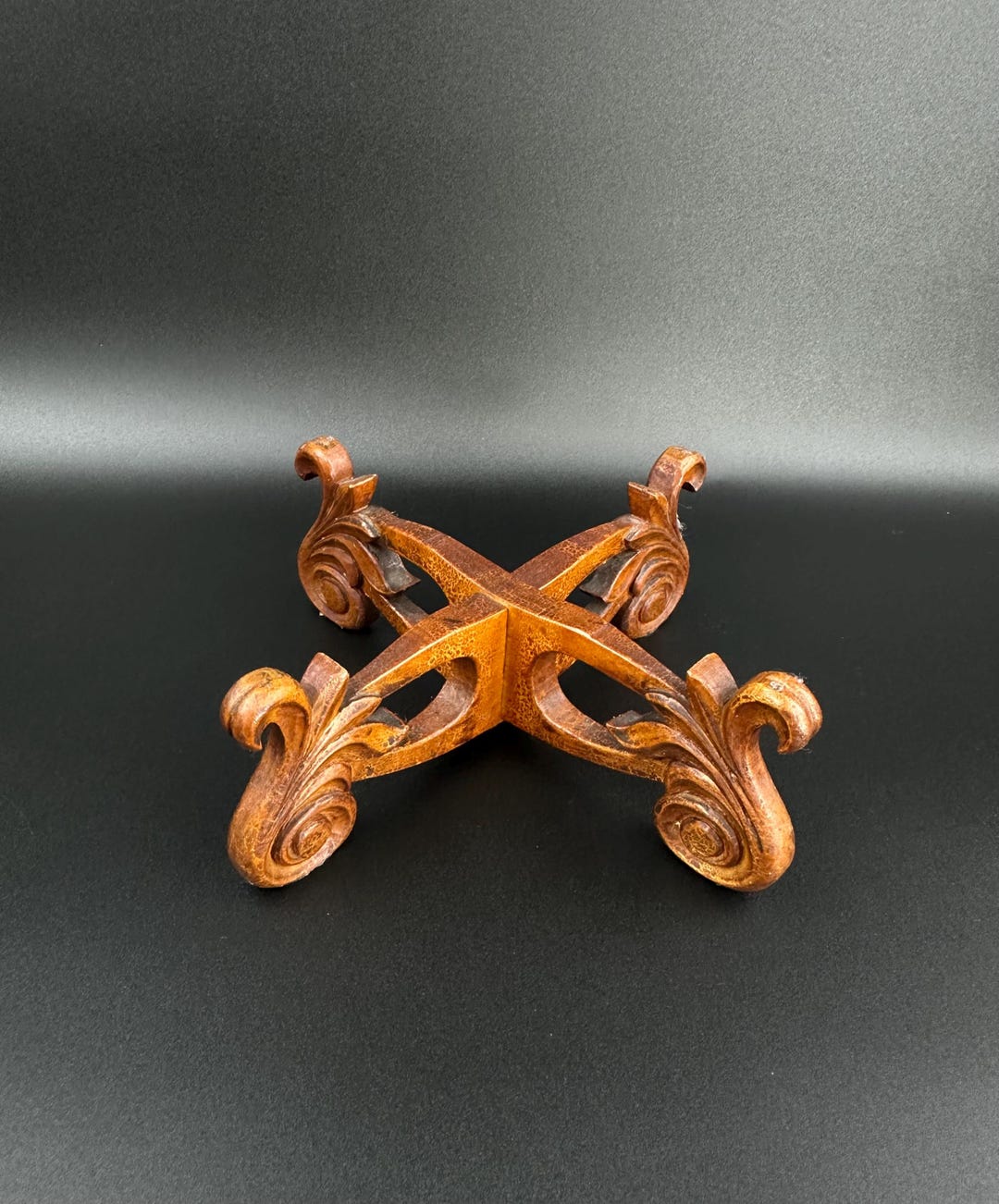Small Vintage Carved Wood Plant Stand - Etsy