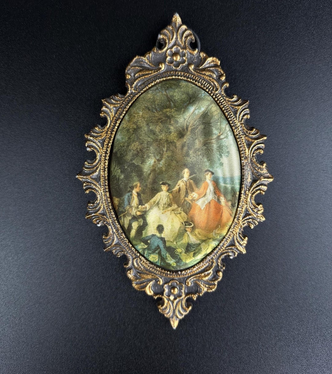 Small Victorian Oval Ornate Frame With Silk Fabric Art 7''x4.5'' - Etsy